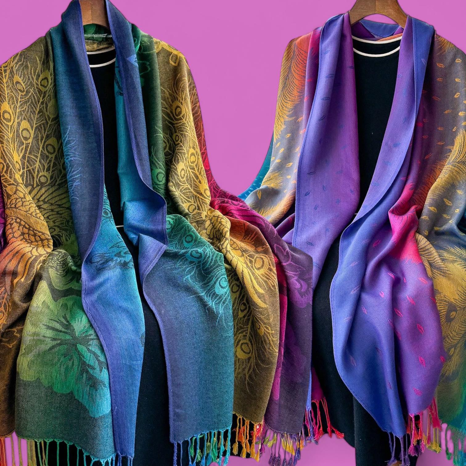 WRAP Ethnic Bohemian Vibrant Ombre Light Weight Rectangular Scarf Shaw ...